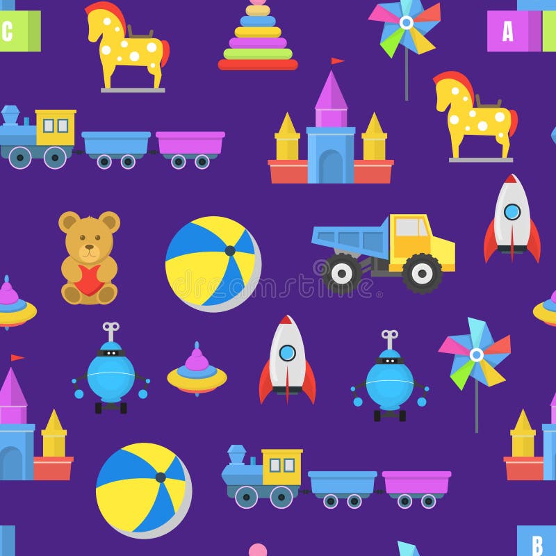 Cartoon Color Toys Seamless Pattern Background. Vector Stock Vector ...