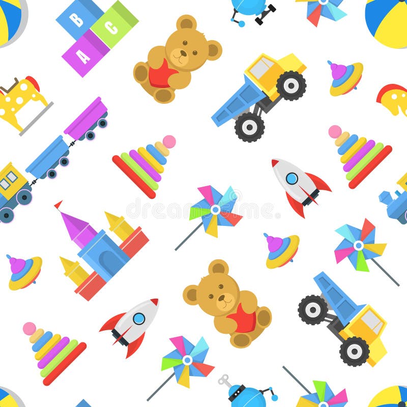 Cartoon Color Toys Seamless Pattern Background. Vector Stock Vector ...