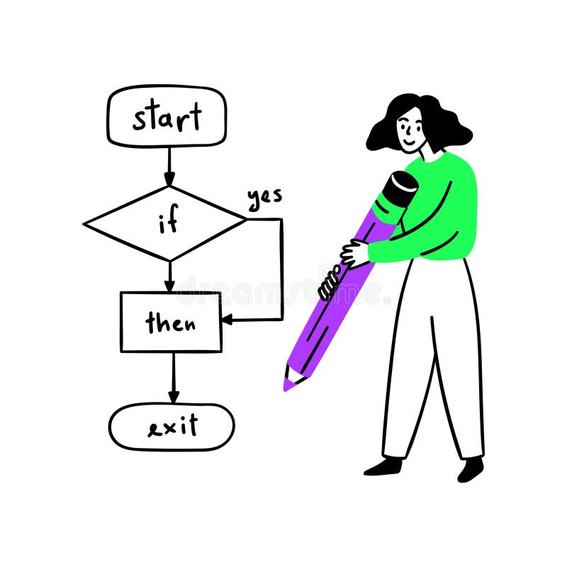 Cartoon Color Web Development Concept Scene with Character Girl. Vector ...