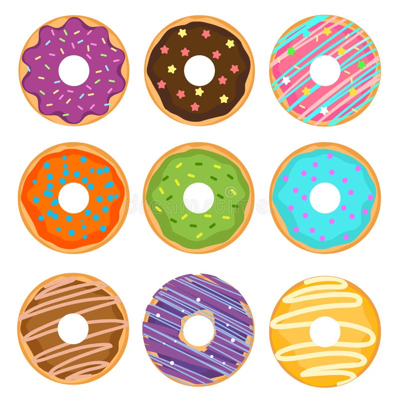 Cartoon colored donuts stock illustration. Illustration of collection ...