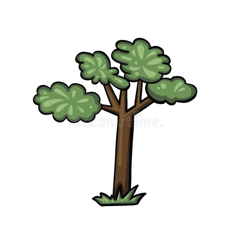 Cartoon Colored Forest Tree Oak Vector Illustration Stock Vector ...