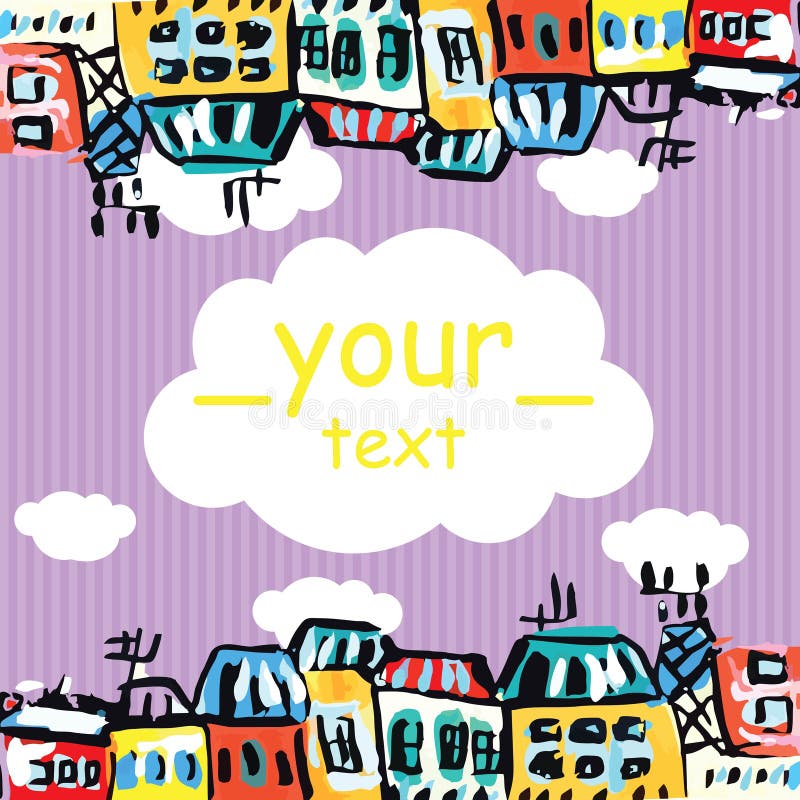 Cartoon Colored Postcard of the City Stock Vector - Illustration of ...