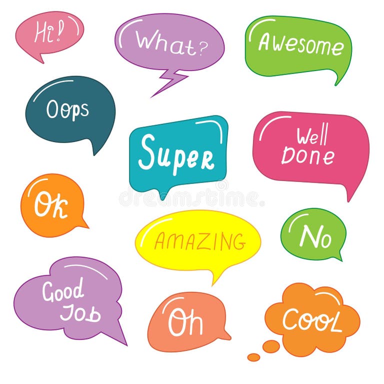 Cartoon Colored Speech Bubble with Handwritten Short Text. Stock Vector ...