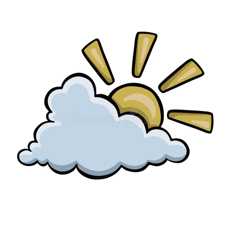 Cartoon Colored Sun Behind Cloud Vector Illustration Stock Vector ...