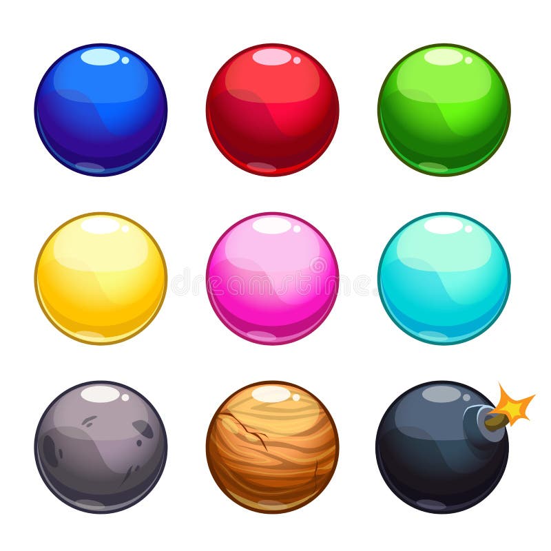Cartoon Colorful Bubbles Balls Set Stock Vector - Illustration of ...