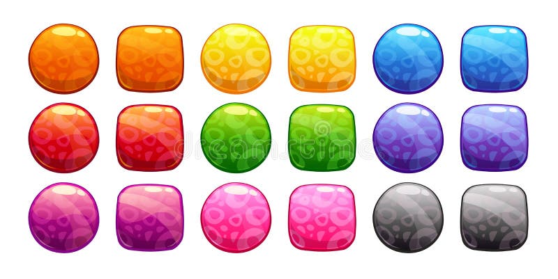 Cartoon Colorful Buttons Set. Stock Vector - Illustration of color ...