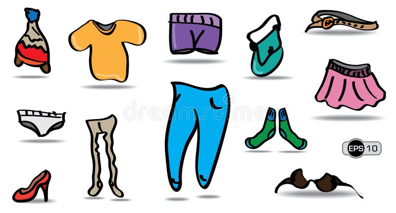 Cartoon And Colorful Clothes Set Stock Vector - Illustration of ...