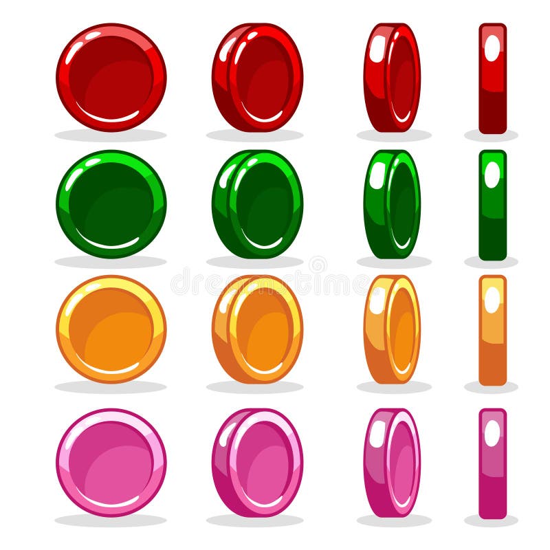 Cartoon Colorful Coin Set, Game Rotation Animation Stock Vector ...