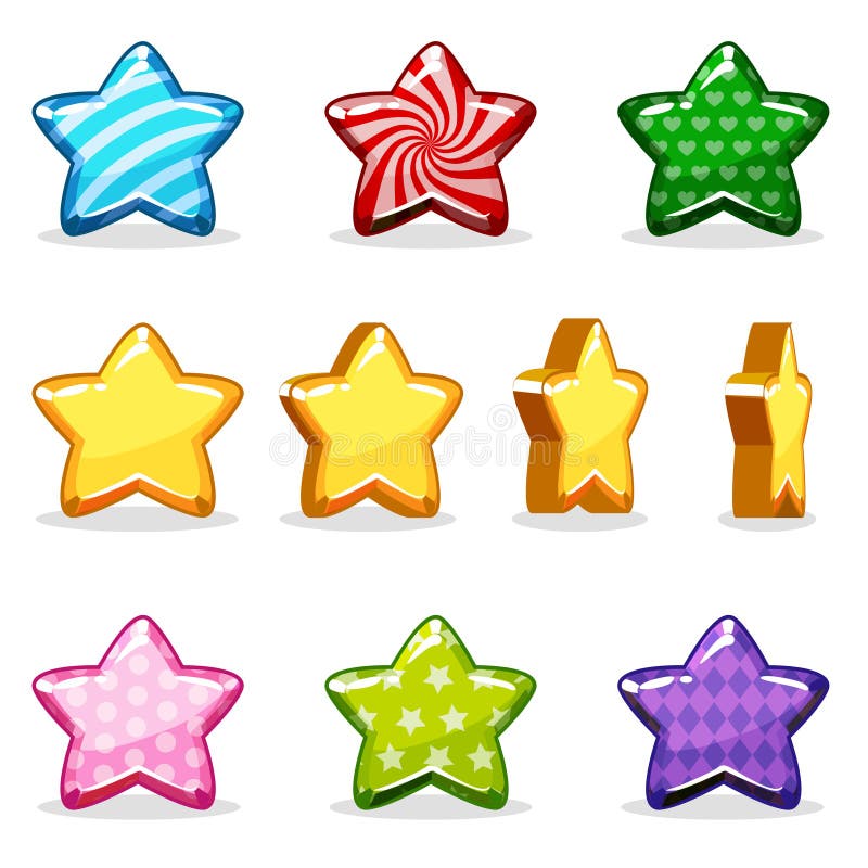 Cartoon Colorful Glossy Stars Set, Game Animation Stock Vector ...
