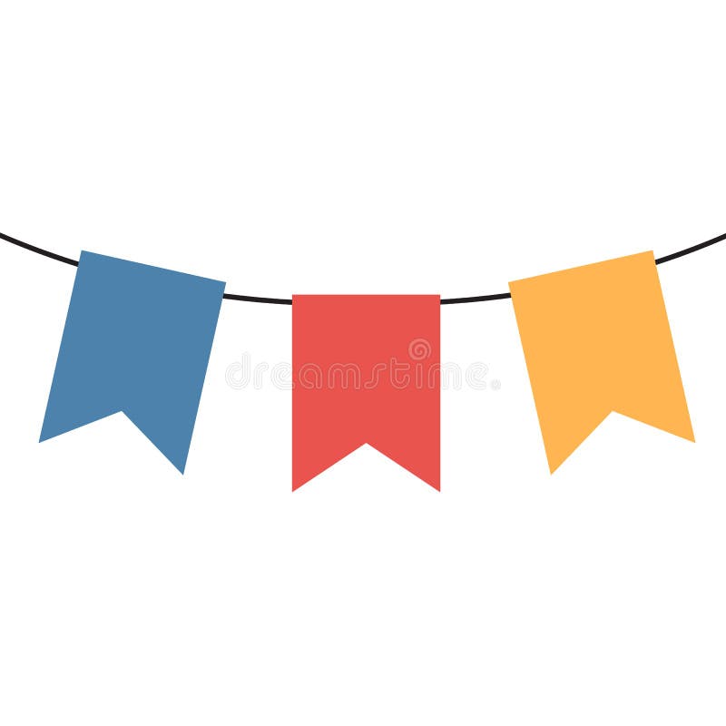 Cartoon Colorful Holiday Flags on the Rope. Stock Vector - Illustration ...