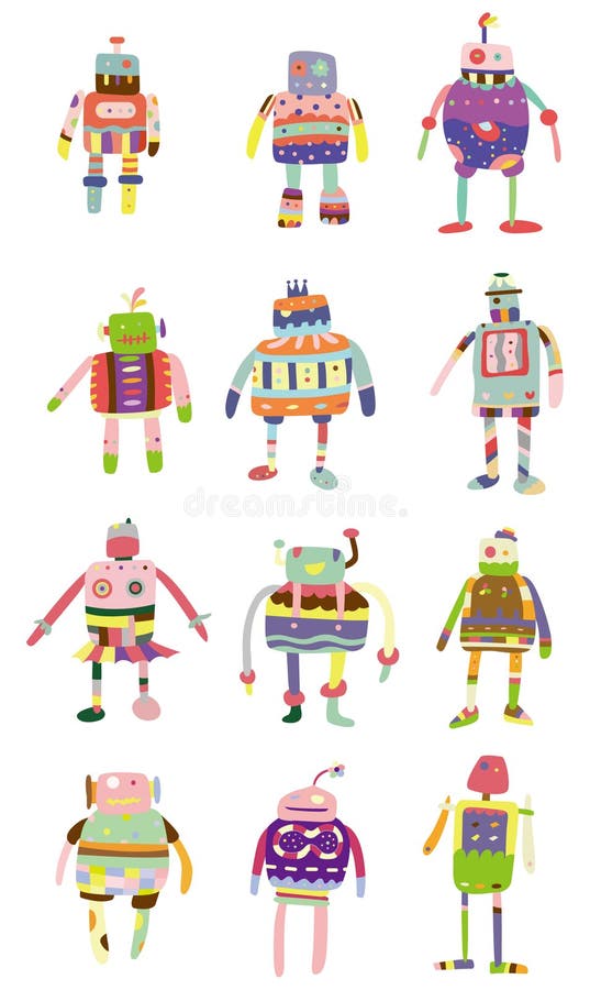 Cartoon color robot icon stock vector. Illustration of doodle - 18552195