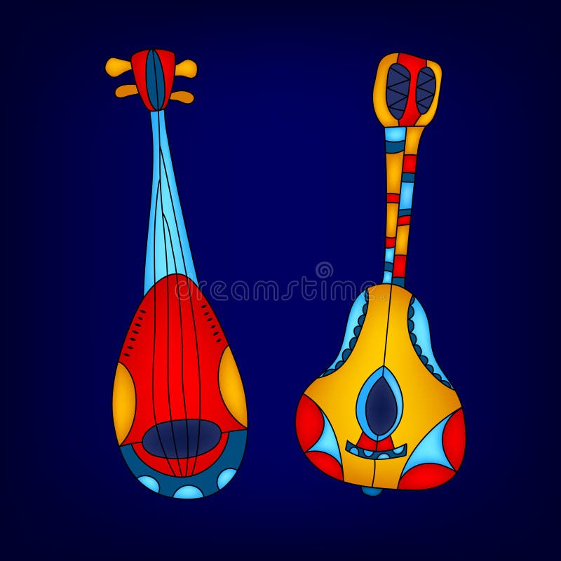 Cartoon Colorful Stringed Musical Instruments, Vector Stock Vector ...