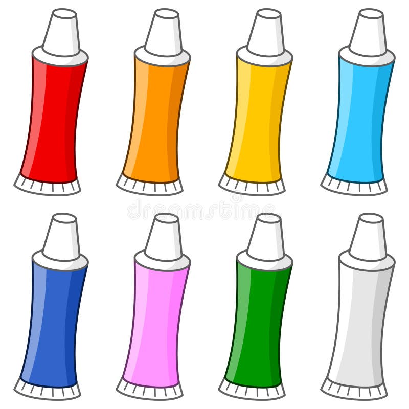 Cartoon Colorful Toothpastes Collection Stock Vector - Illustration of ...