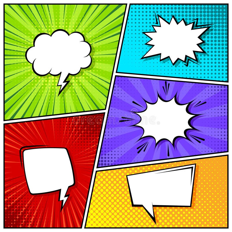 Cartoon Comic Backgrounds Set. Speech Bubble. Comics Book Colorful ...