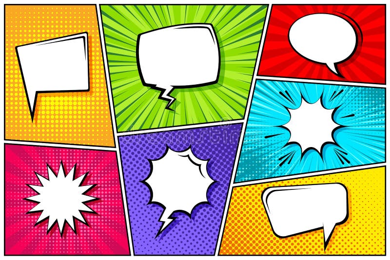Cartoon Comic Backgrounds Set. Speech Bubble. Comics Book Colorful ...