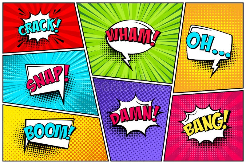 Cartoon Comic Backgrounds Set. Speech Bubble. Comics Book Colorful ...