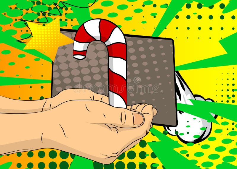 Cartoon, Comic Book Human Hands Holding Candy Cane. Retro Comics Pop ...