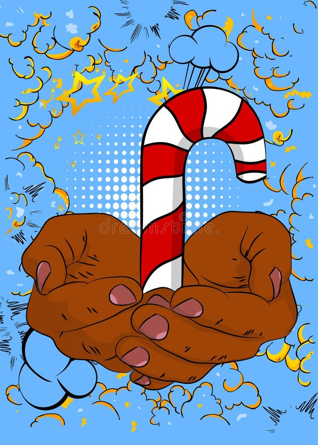 Cartoon, Comic Book Human Hands Holding Candy Cane. Retro Comics Pop Art Design Stock Vector ...