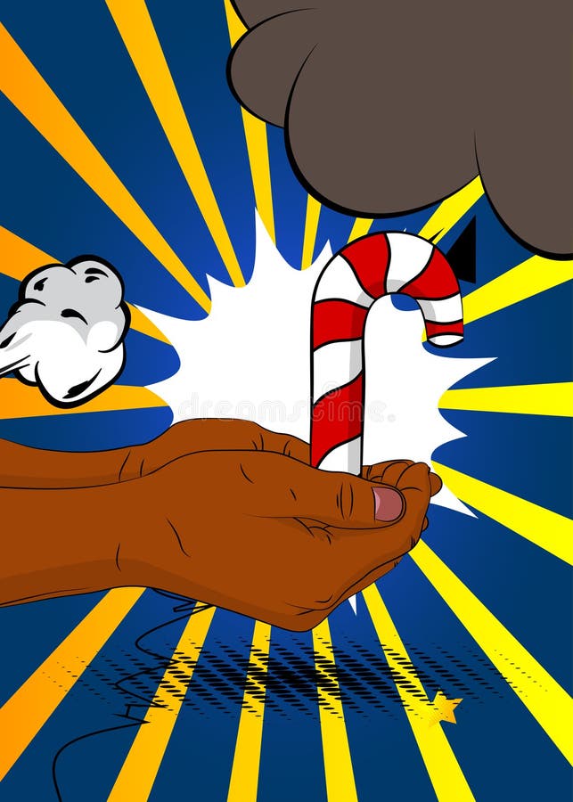 Cartoon, Comic Book Human Hands Holding Candy Cane. Retro Comics Pop ...