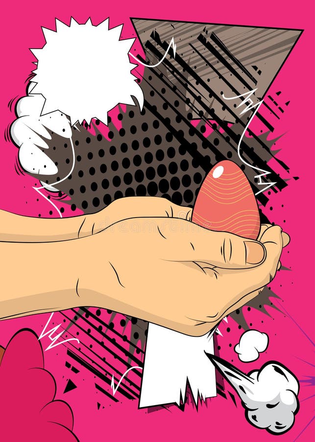 Cartoon, Comic Book Human Hands Holding Easter Egg. Retro Vector Comics Pop Art Design Stock ...