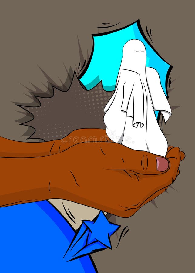 Cartoon, Comic Book Human Hands Holding Ghost. Retro Halloween Vector ...