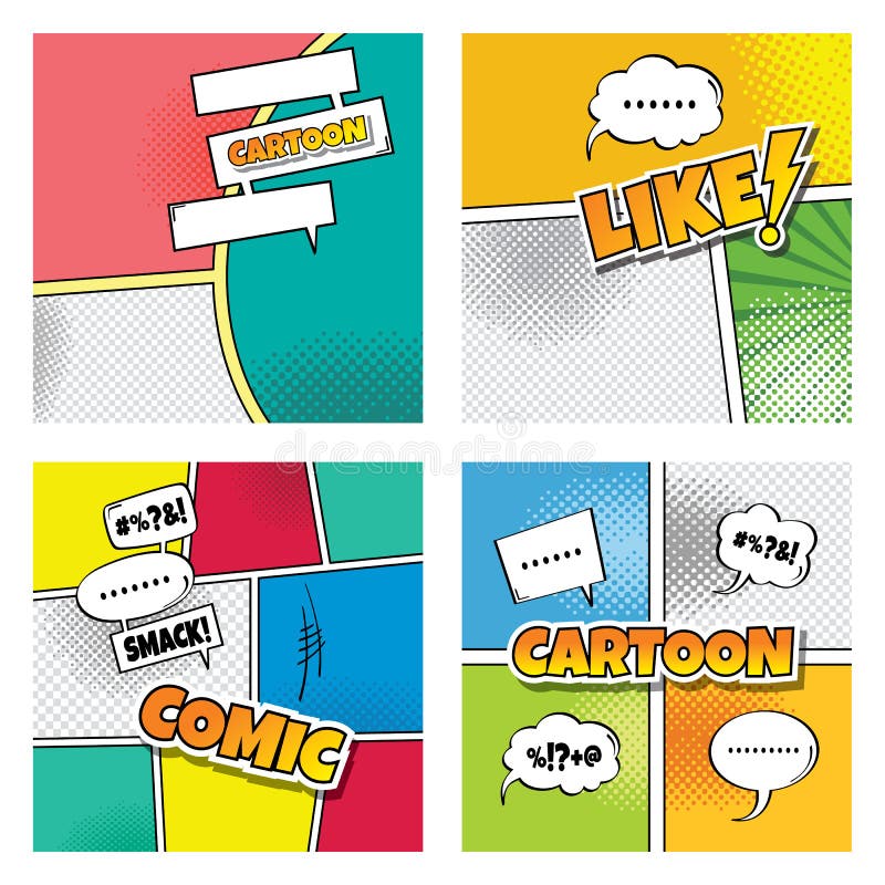 City on Comic Page. Comics Book Frames Composition on Strip Halftone ...