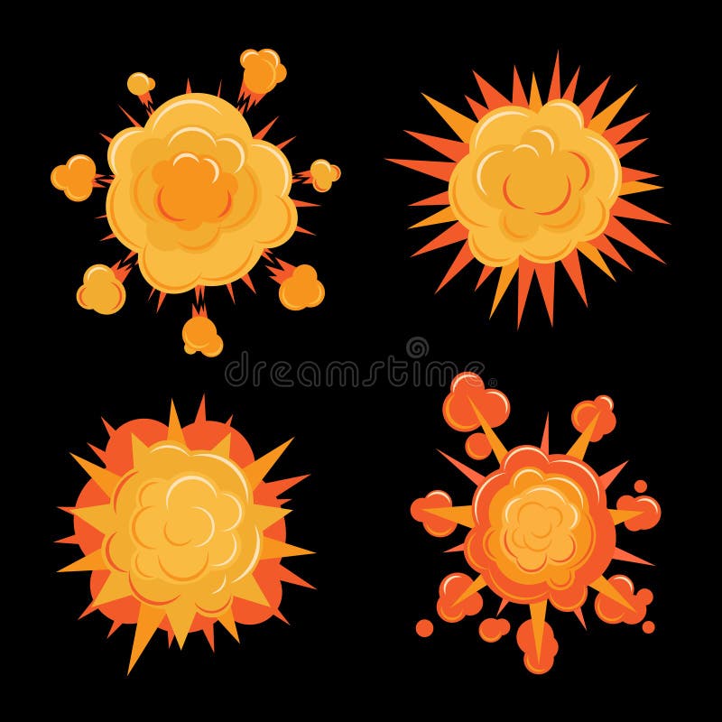 Cartoon Comic Burst or Explosion Set Stock Vector - Illustration of ...