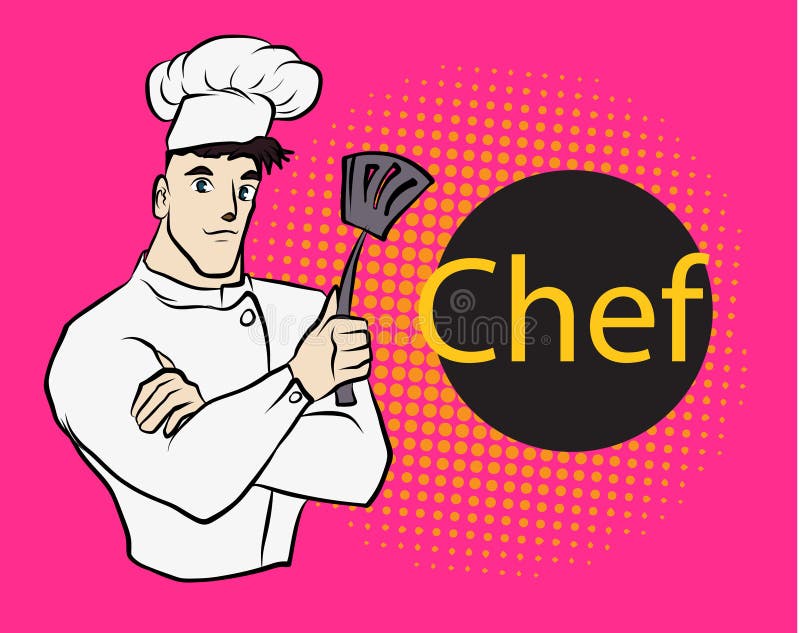 Cartoon Comic Chef on Halftone Background.handsome Chef Stock Vector ...