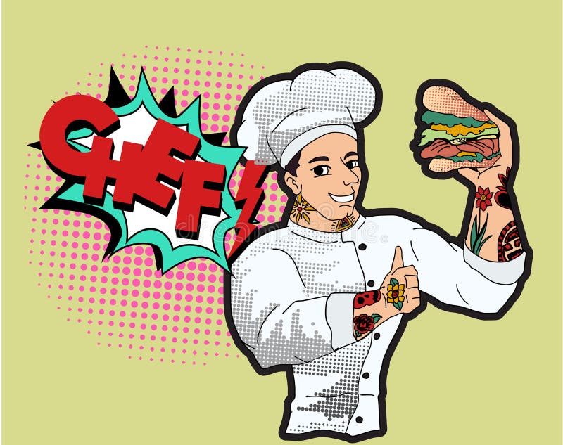 Cartoon Comic Chef on Halftone Background.handsome Chef Stock Vector ...