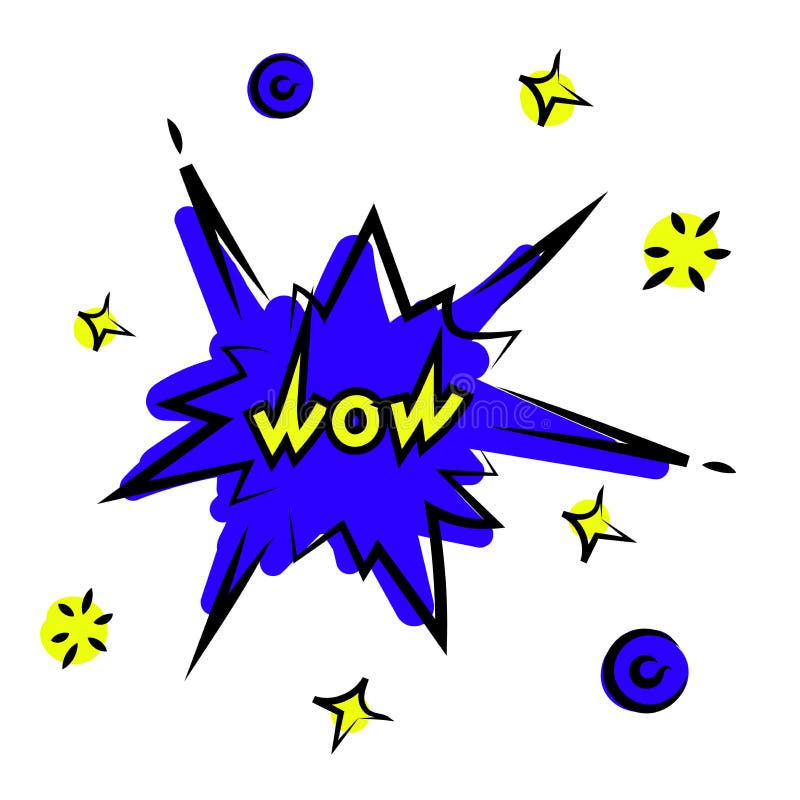 Cartoon Comic Cloud Speech Bubble with Wow Text. Doodle Sketch Style ...