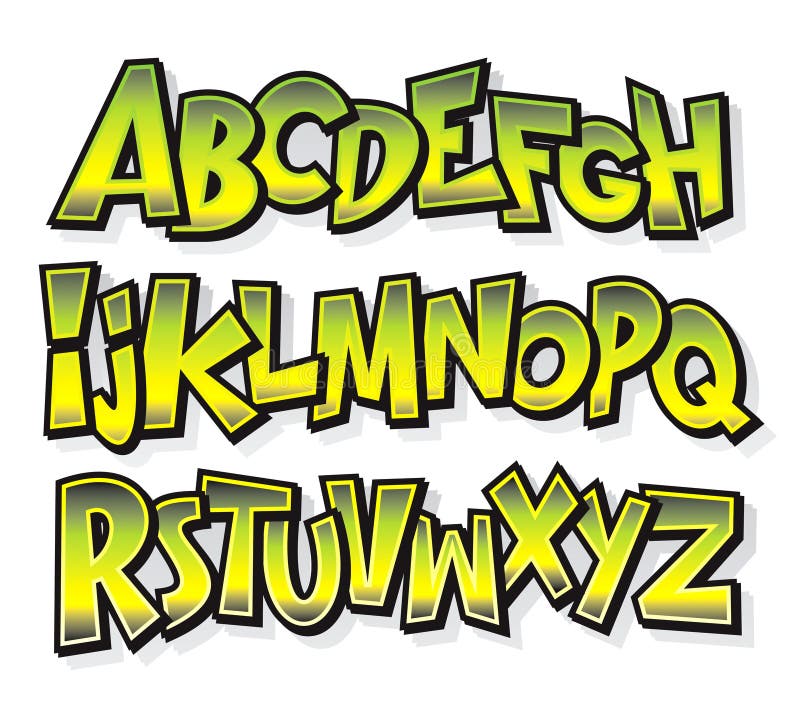 Cartoon Comic Font Alphabet. Vector Stock Vector - Illustration of ...