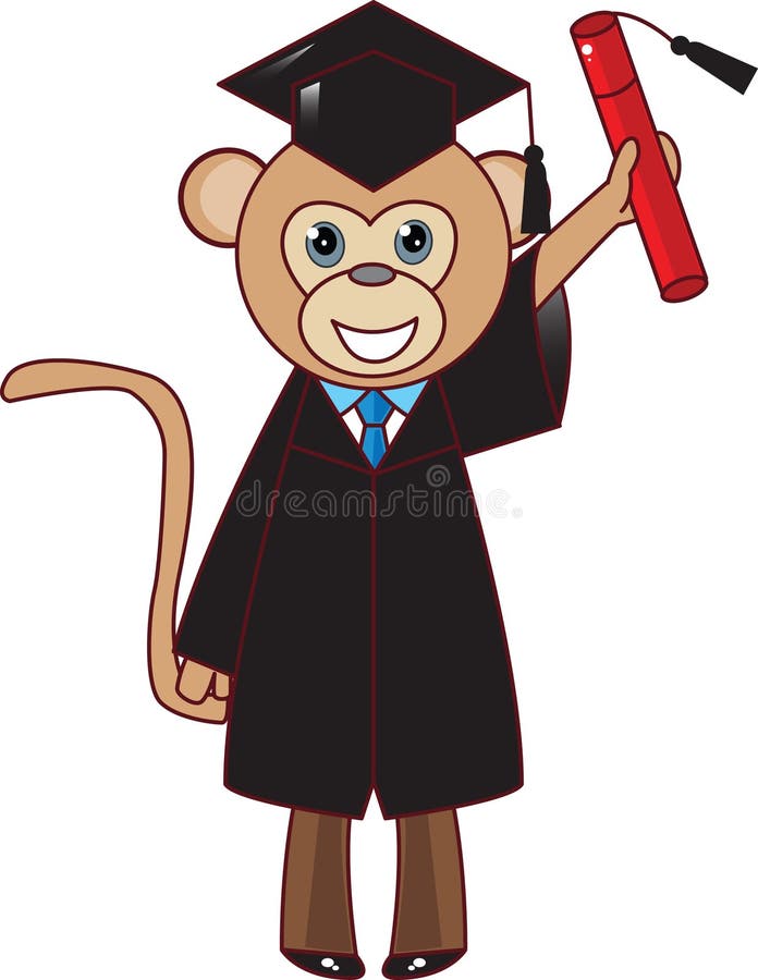 Cartoon a Comic Illustration of Monkey School Graduate, Stock Vector ...