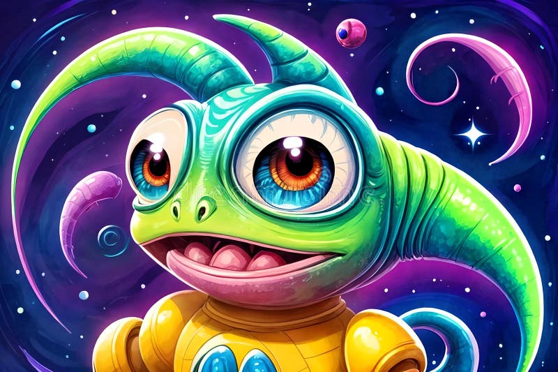 Cartoon Comic Smile Space Alien Unknown Creature Galaxy Traveler Stock ...