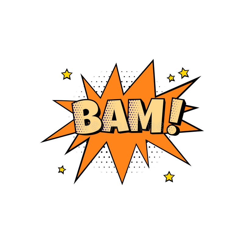 Cartoon Comic Speech Bubble with Dotted Pattern, Stars, BAM Word ...