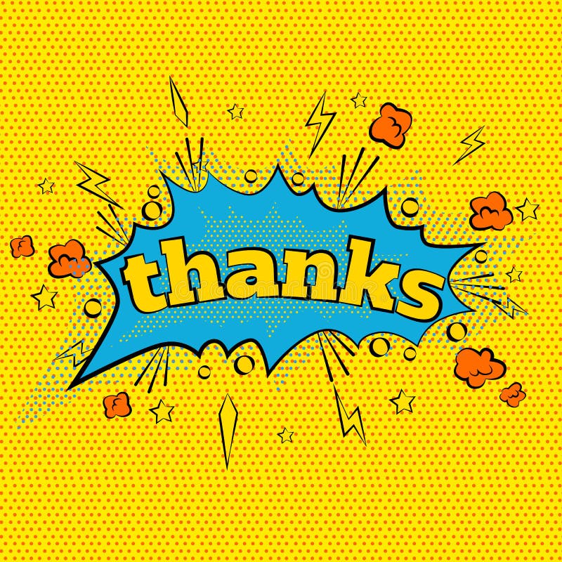 Cartoon Comic Thanks Bubbles Labels with Text and Elements with ...