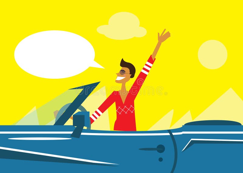 Cartoon Comics Funny Man Car Driver Stock Illustration - Illustration ...