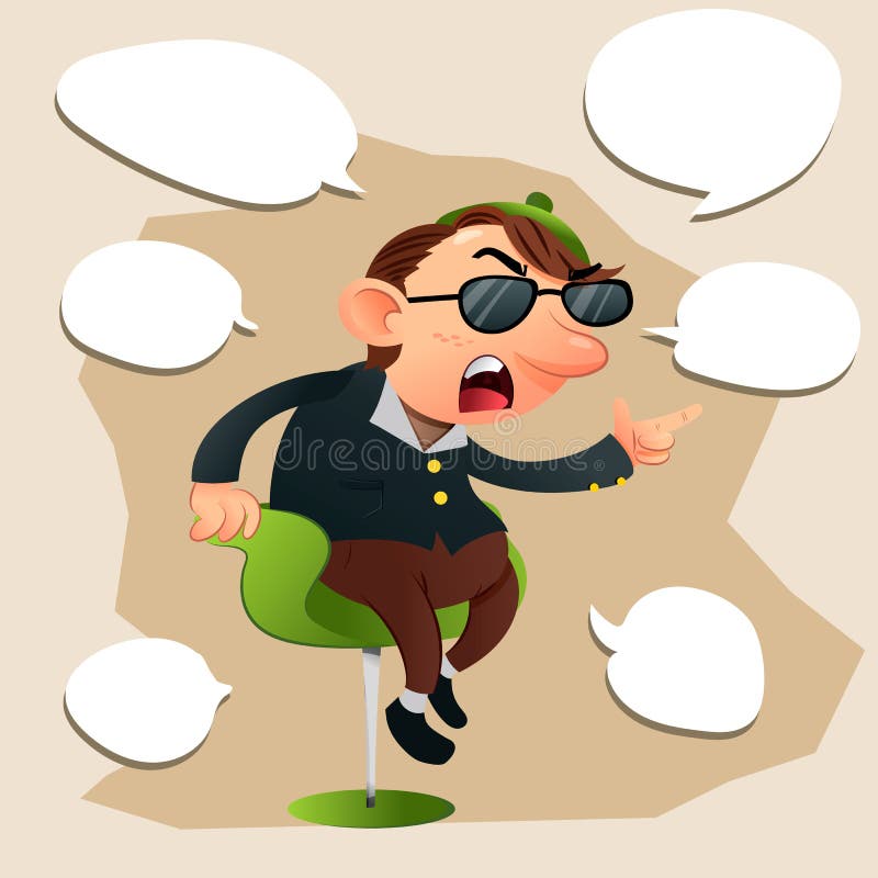 Cartoon Commentator with Speech Bubble Stock Vector - Illustration of ...