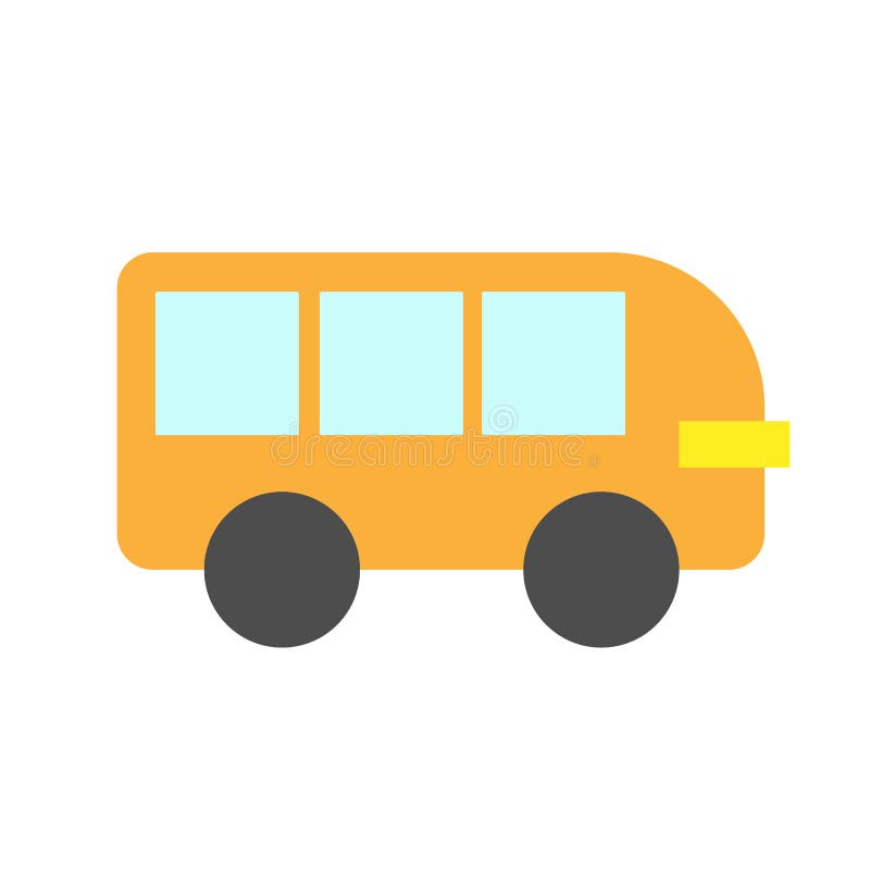 Cartoon Compact Yellow Bus with Windows. Simple Flat Icon on White ...