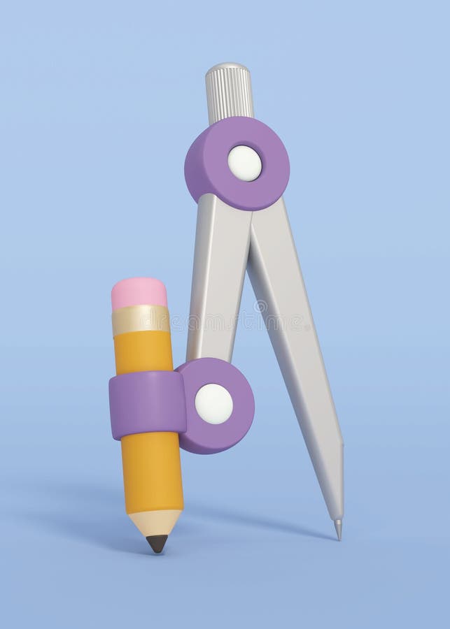 Cartoon Compasses Isolated on Blue Background. 3D Illustration Stock ...