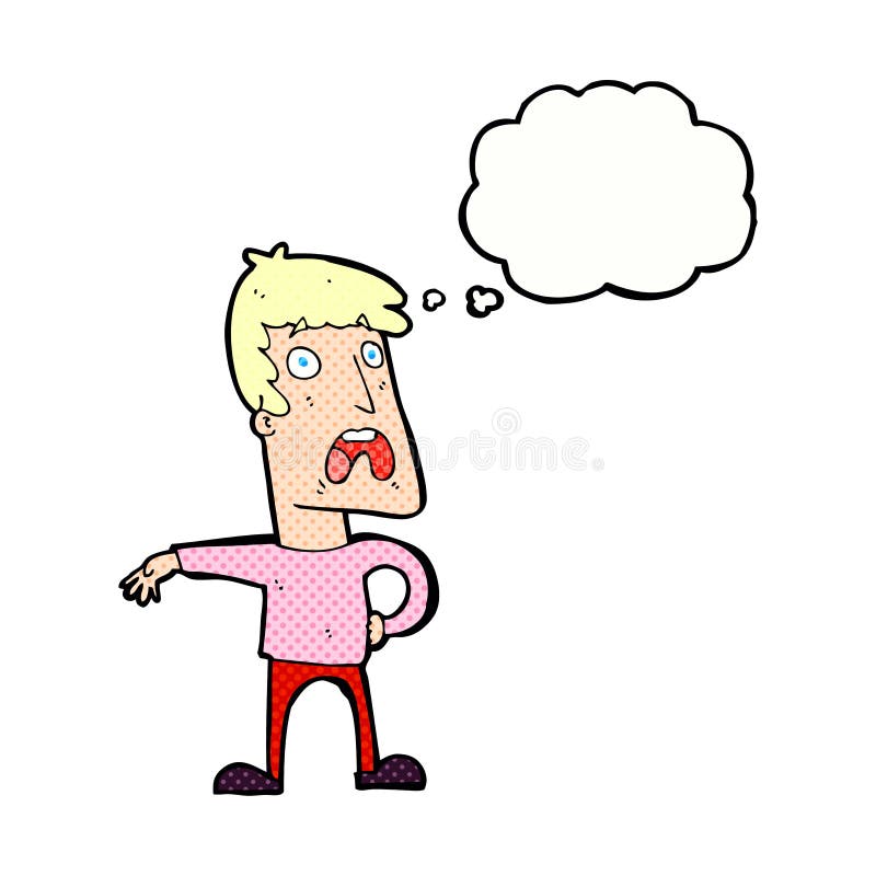 Cartoon Complaining Man with Thought Bubble Stock Illustration ...