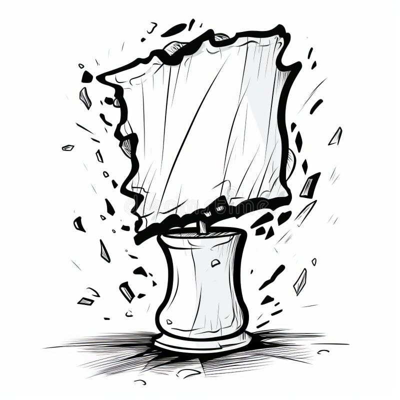 Cartoon Composition: Stone Plaque from Shattered Vase Stock ...