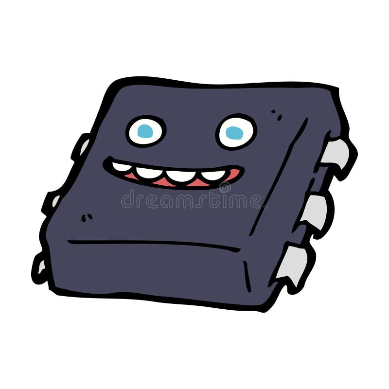 Cartoon computer chip stock vector. Illustration of retro - 37013055