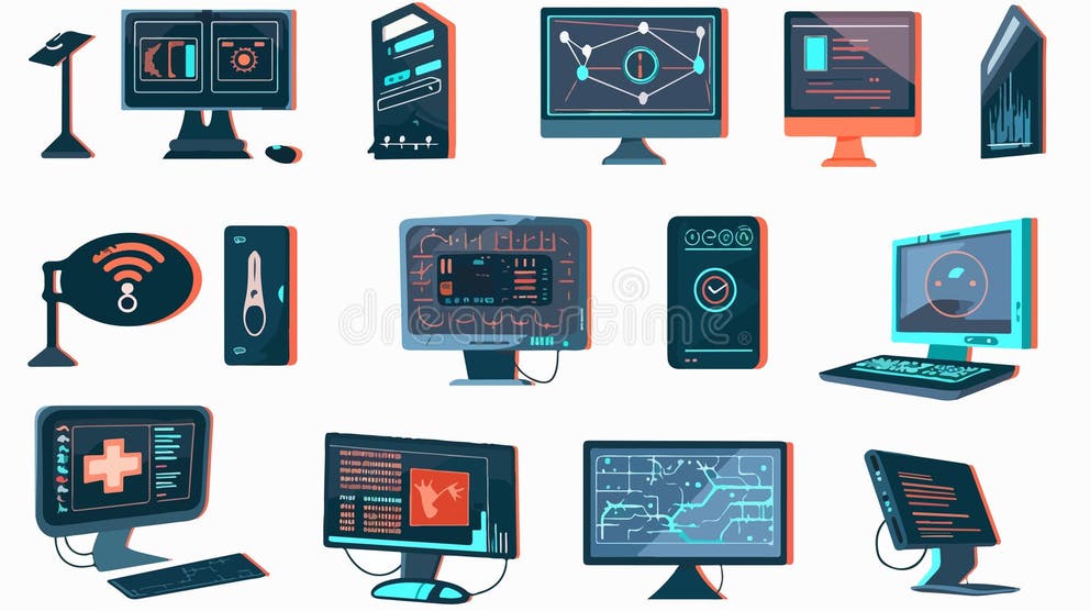 Cartoon Computer Network Attack Vector Illustration for Cybersecurity ...