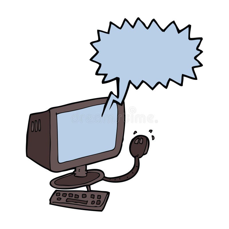 Cartoon Computer with Speech Bubble Stock Illustration - Illustration ...