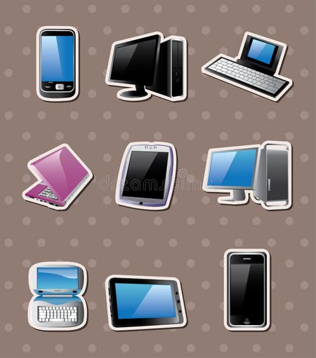 Cartoon computer stickers stock vector. Illustration of draw - 26619161