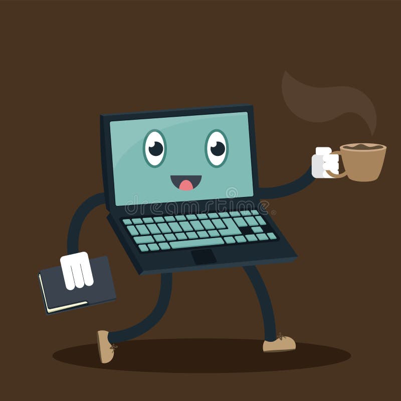 Funny Cartoon Computer Smiling Stock Illustration - Illustration of ...