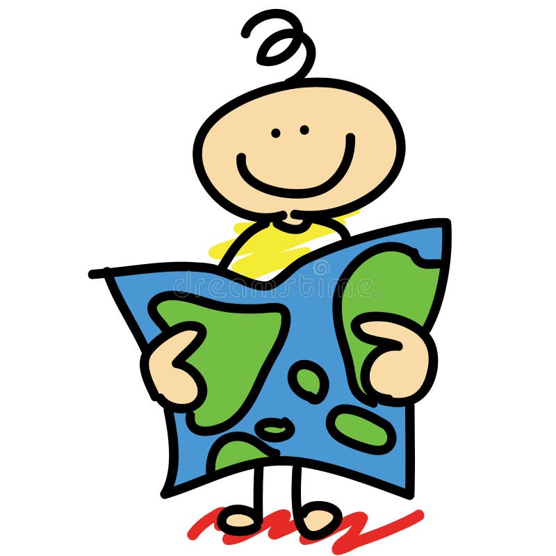 Cartoon Concept Boy Explorer Stock Illustration - Illustration of plan ...