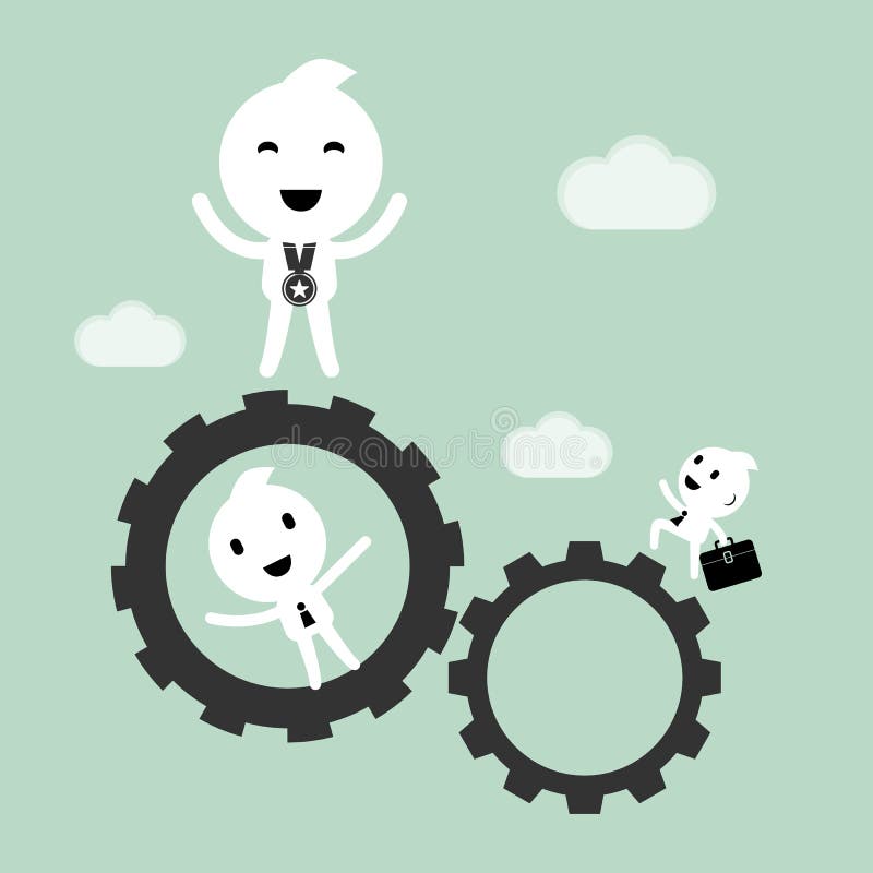 Cartoon Concept Businessman Showing Teamwork and Success Stock Vector ...