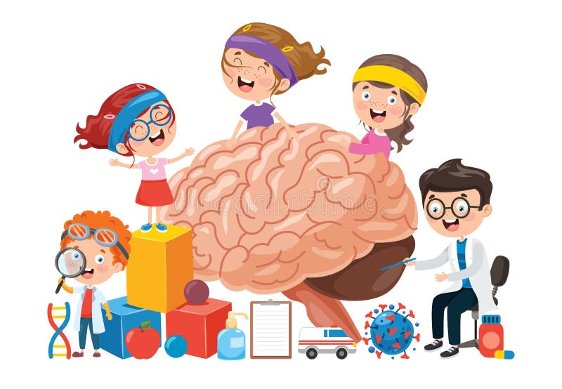 Cartoon Concept of Human Brain Stock Vector - Illustration of health ...