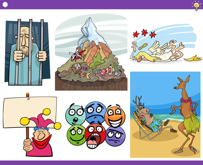 Cartoon Concepts or Metaphors with Comic Characters Set Stock Vector ...